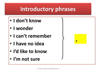 Indirect Questions Teaching Capsule | PPT