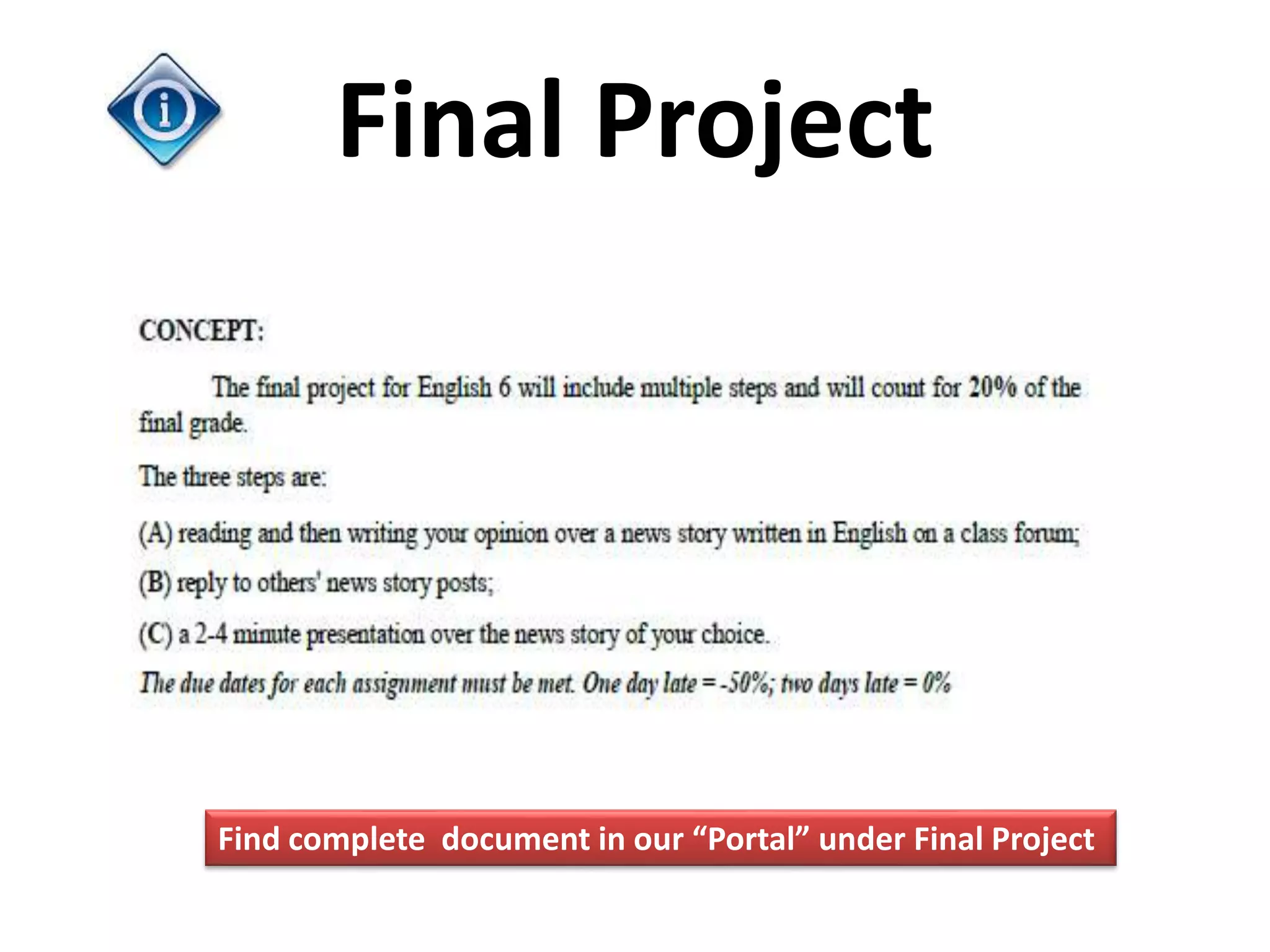 Eng 6 on final project info | PPTX