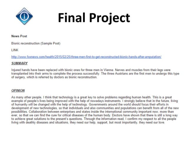 Eng 6 on final project info | PPTX
