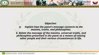 Eng7-Q2-Lesson 3-Analyzing the message of the poem as a means of ...