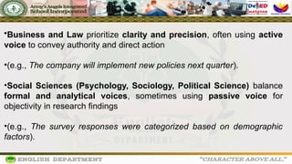 Eng7-Q4-Lesson 1 Part 1 Understanding Discipline-Specific Words, Voice ...