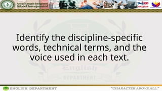 Eng7-Q4-Lesson 1 Part 1 Understanding Discipline-Specific Words, Voice ...