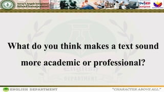 Eng7-Q4-Lesson 1 Part 1 Understanding Discipline-Specific Words, Voice ...