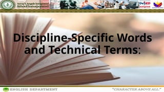 Eng7-Q4-Lesson 1 Part 1 Understanding Discipline-Specific Words, Voice ...
