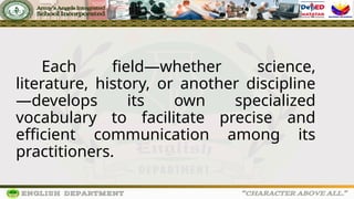 Eng7-Q4-Lesson 1 Part 1 Understanding Discipline-Specific Words, Voice ...
