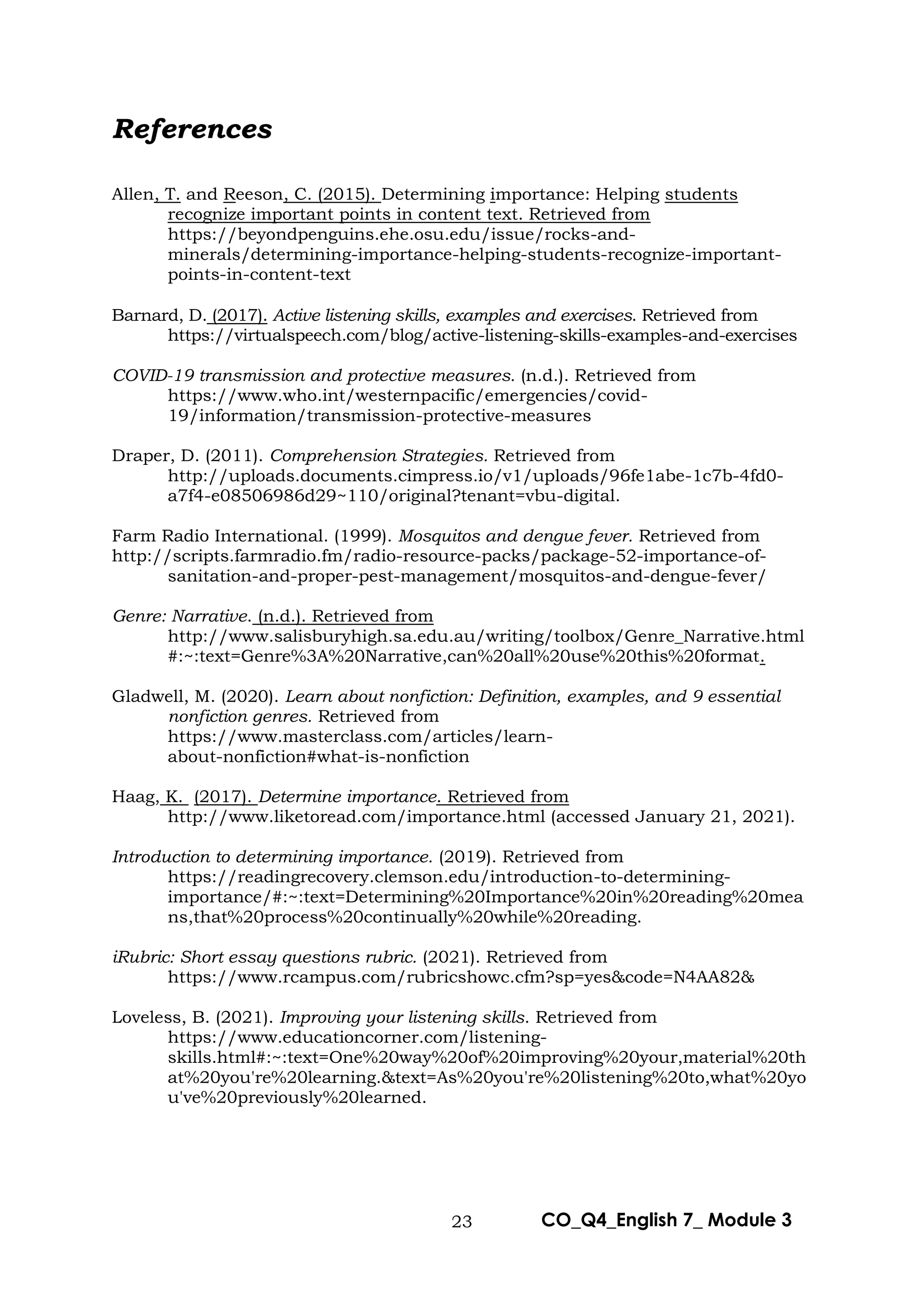 ENG7-Q4-MOD3. determine the worth of ideas mentioned in the text listened to | PDF
