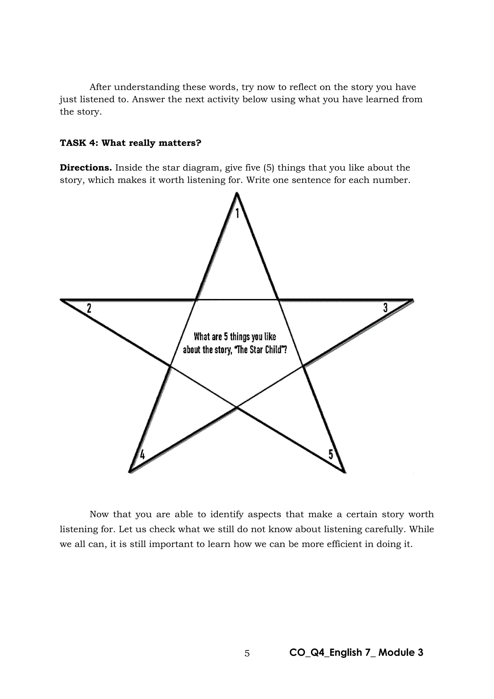 ENG7-Q4-MOD3. determine the worth of ideas mentioned in the text listened to | PDF