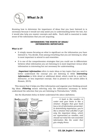 ENG7-Q4-MOD3. determine the worth of ideas mentioned in the text listened to | PDF