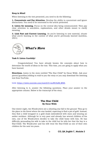 ENG7-Q4-MOD3. determine the worth of ideas mentioned in the text ...