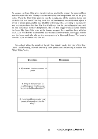 ENG7-Q4-MOD3. determine the worth of ideas mentioned in the text listened to | PDF