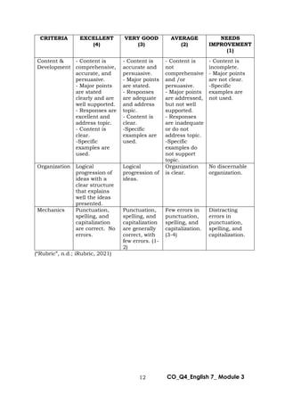 ENG7-Q4-MOD3. determine the worth of ideas mentioned in the text listened to | PDF