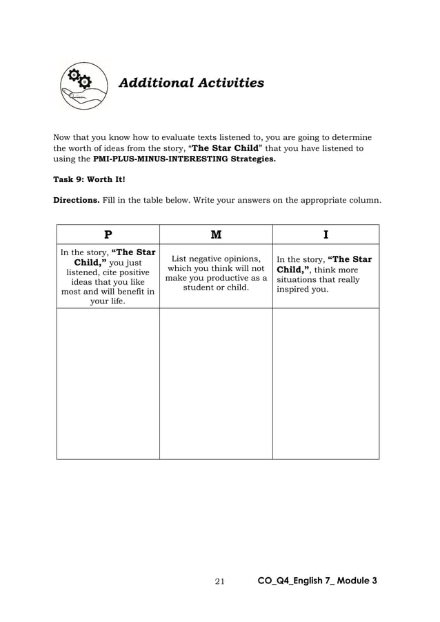 ENG7-Q4-MOD3. determine the worth of ideas mentioned in the text listened to | PDF