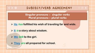 UNDERSTANDING BASIC RULES OF SUBJECT-VERB AGREEMENT | PPTX