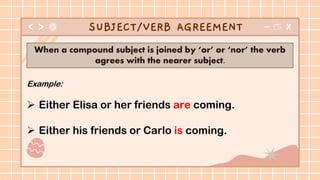 UNDERSTANDING BASIC RULES OF SUBJECT-VERB AGREEMENT | PPTX