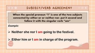 UNDERSTANDING BASIC RULES OF SUBJECT-VERB AGREEMENT | PPTX