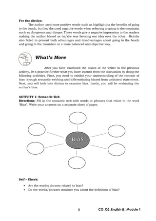 ENGlish8-Quarter3-MODULE1 Examining Biases | PDF
