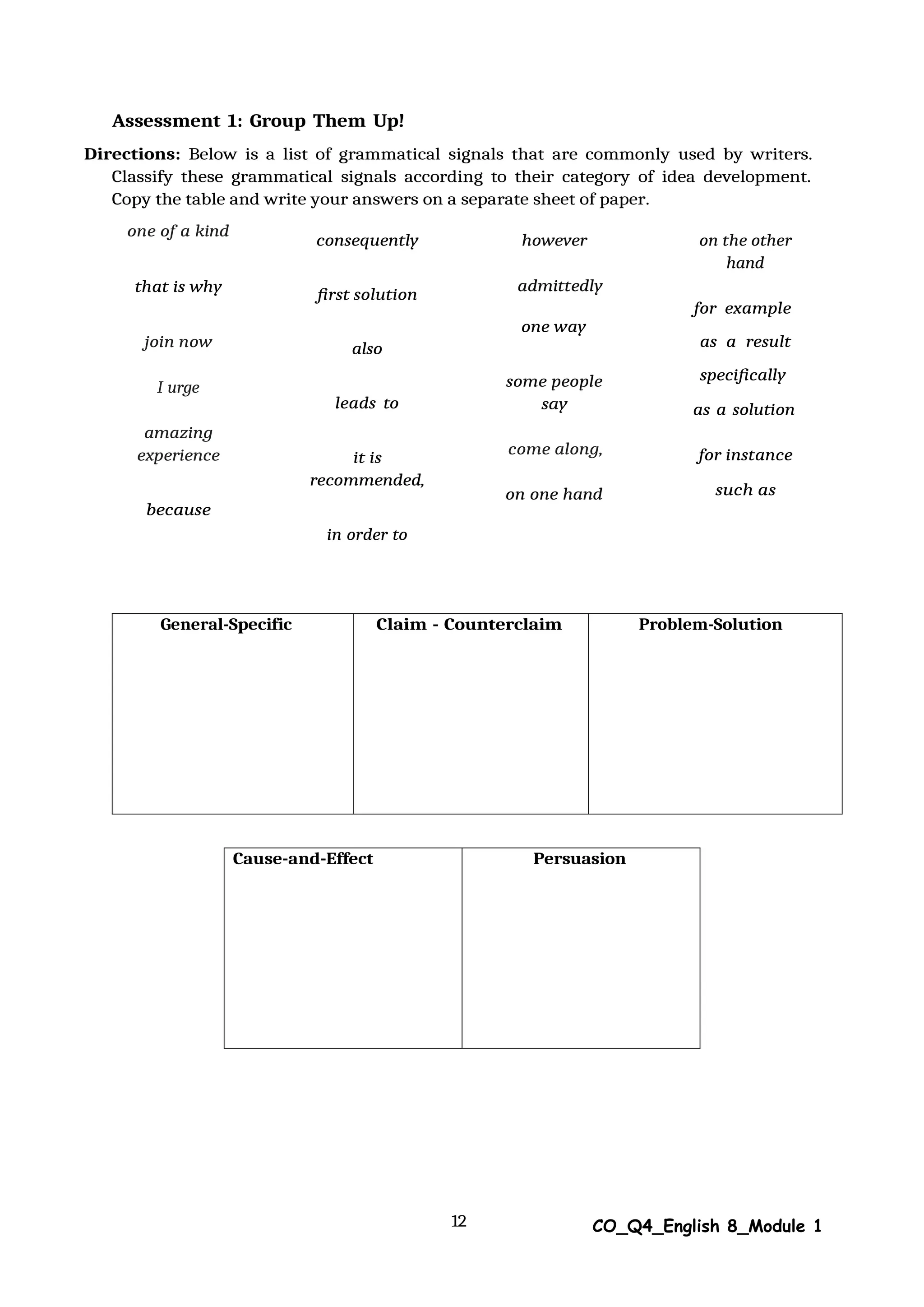 English 8 Quarter 4 Module 1 with activity sheets | DOCX