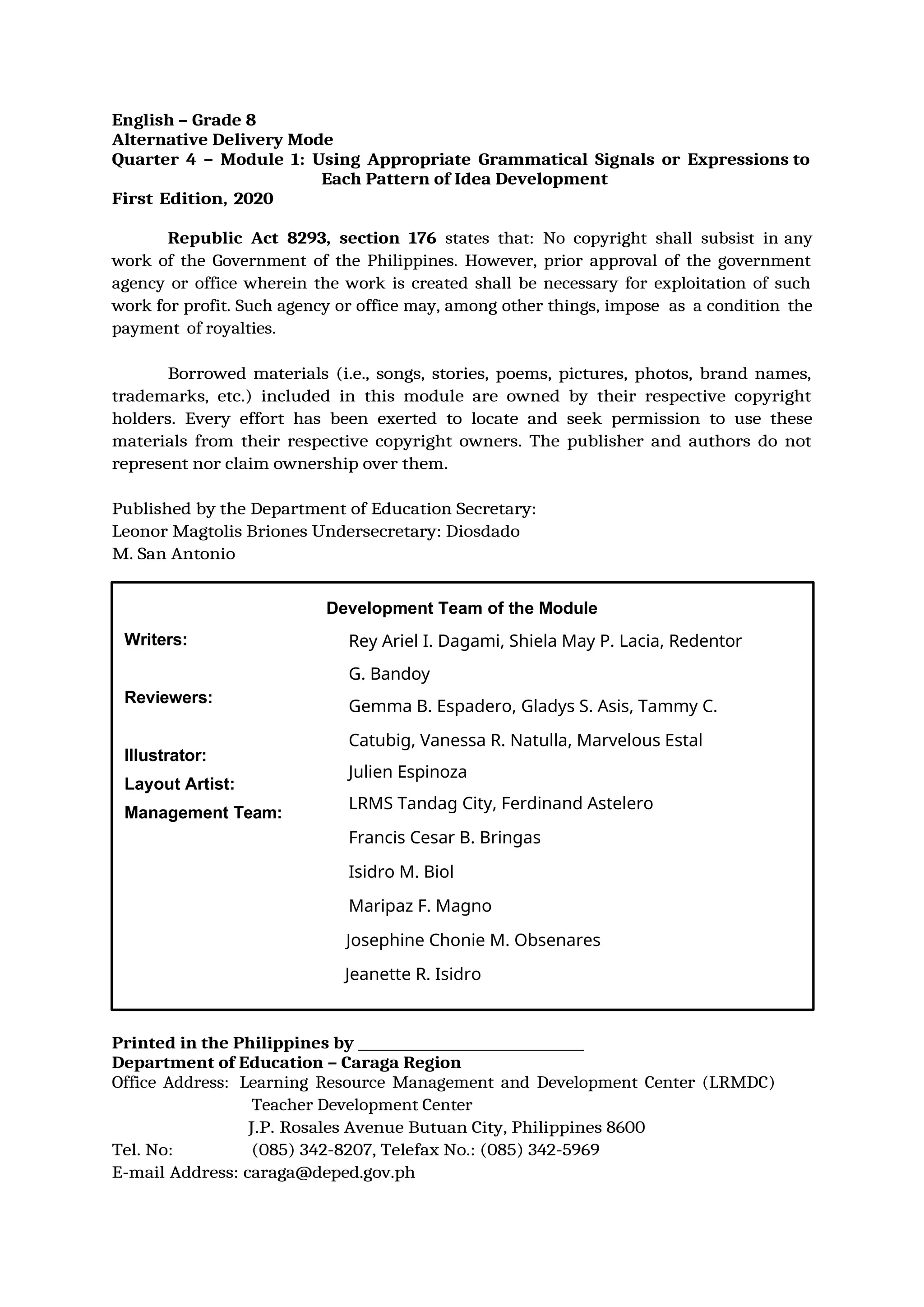 English 8 Quarter 4 Module 1 with activity sheets | DOCX