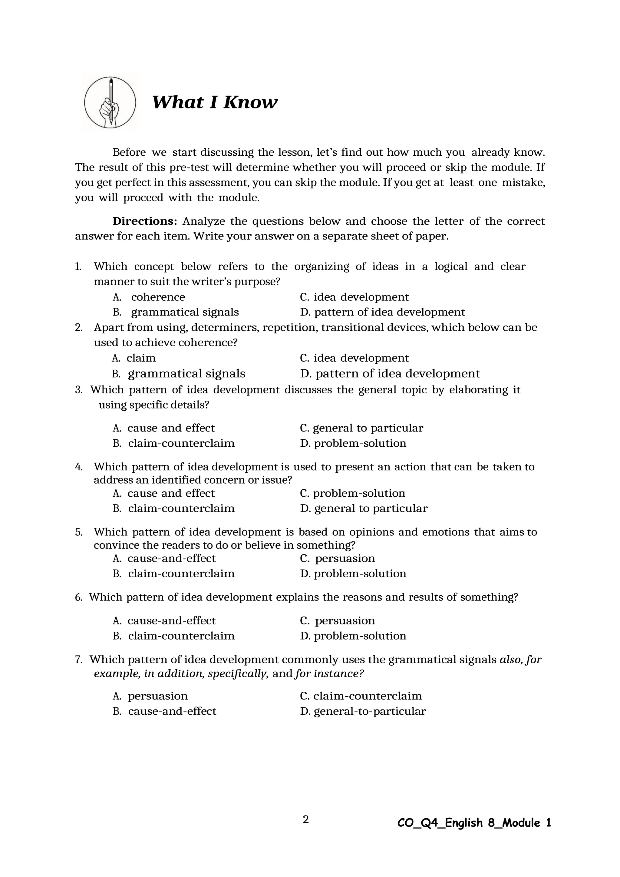 English 8 Quarter 4 Module 1 with activity sheets | DOCX