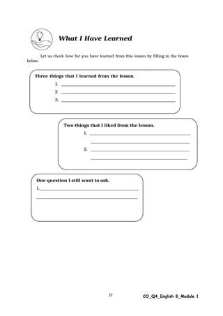 English 8 Quarter 4 Module 1 with activity sheets | DOCX