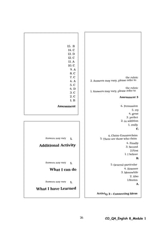 English 8 Quarter 4 Module 1 with activity sheets | DOCX