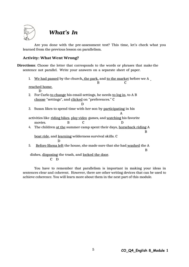 English 8 Quarter 4 Module 1 with activity sheets | DOCX