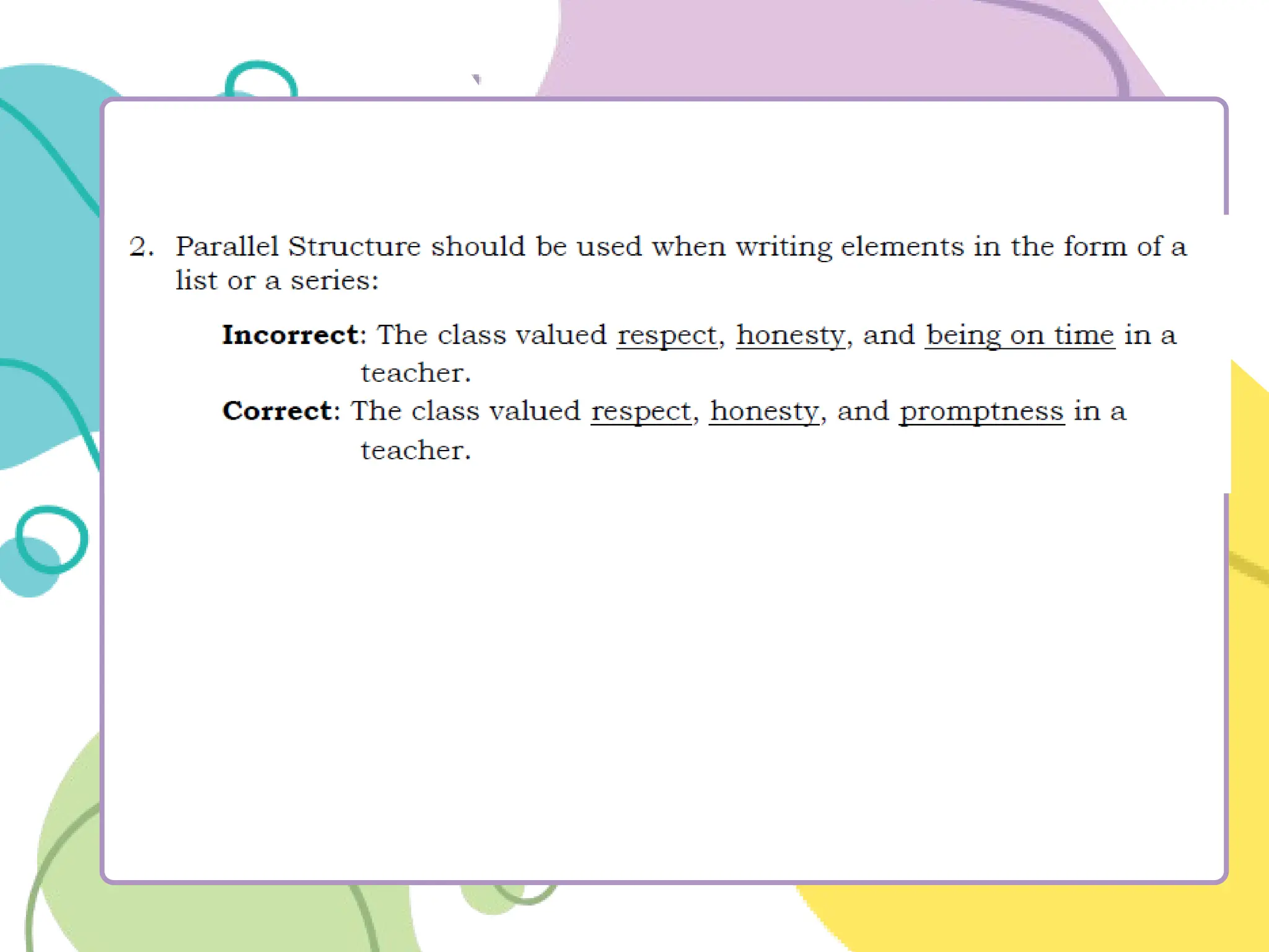 English 8 Quarter 3 Module 6.pptx Using Parallel Structures | PPTX | Homework and Study | Education
