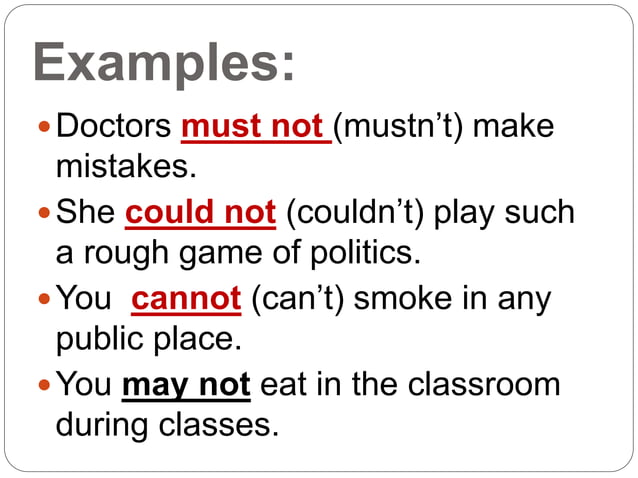 Express permission, obligation, and prohibition in using modals | PPTX