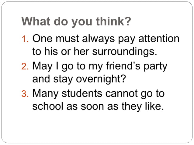 Expressing permission, prohibition and obligation using modals | PPTX