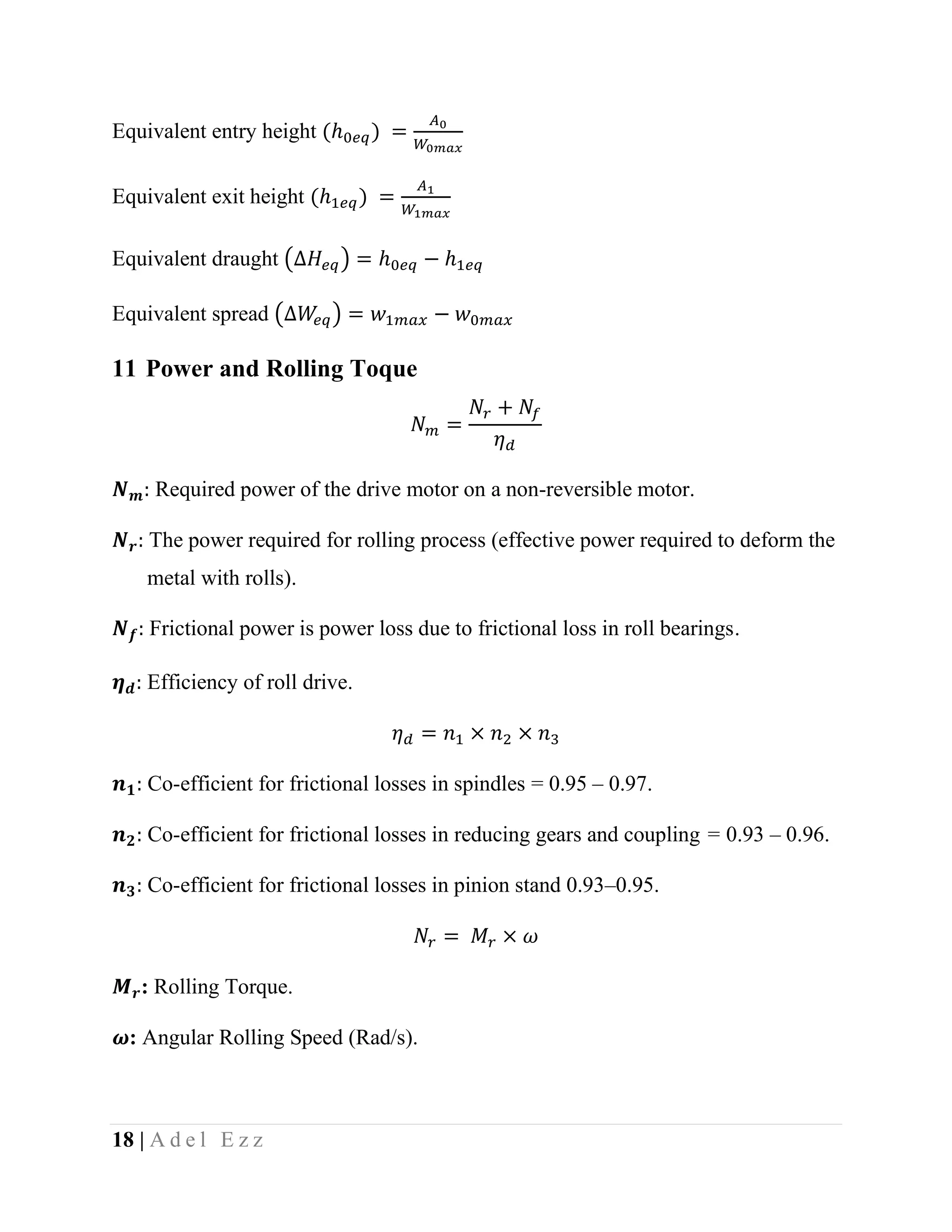 Comprehensive Rolling Mill Equations: Essential Calculations for Draft ...