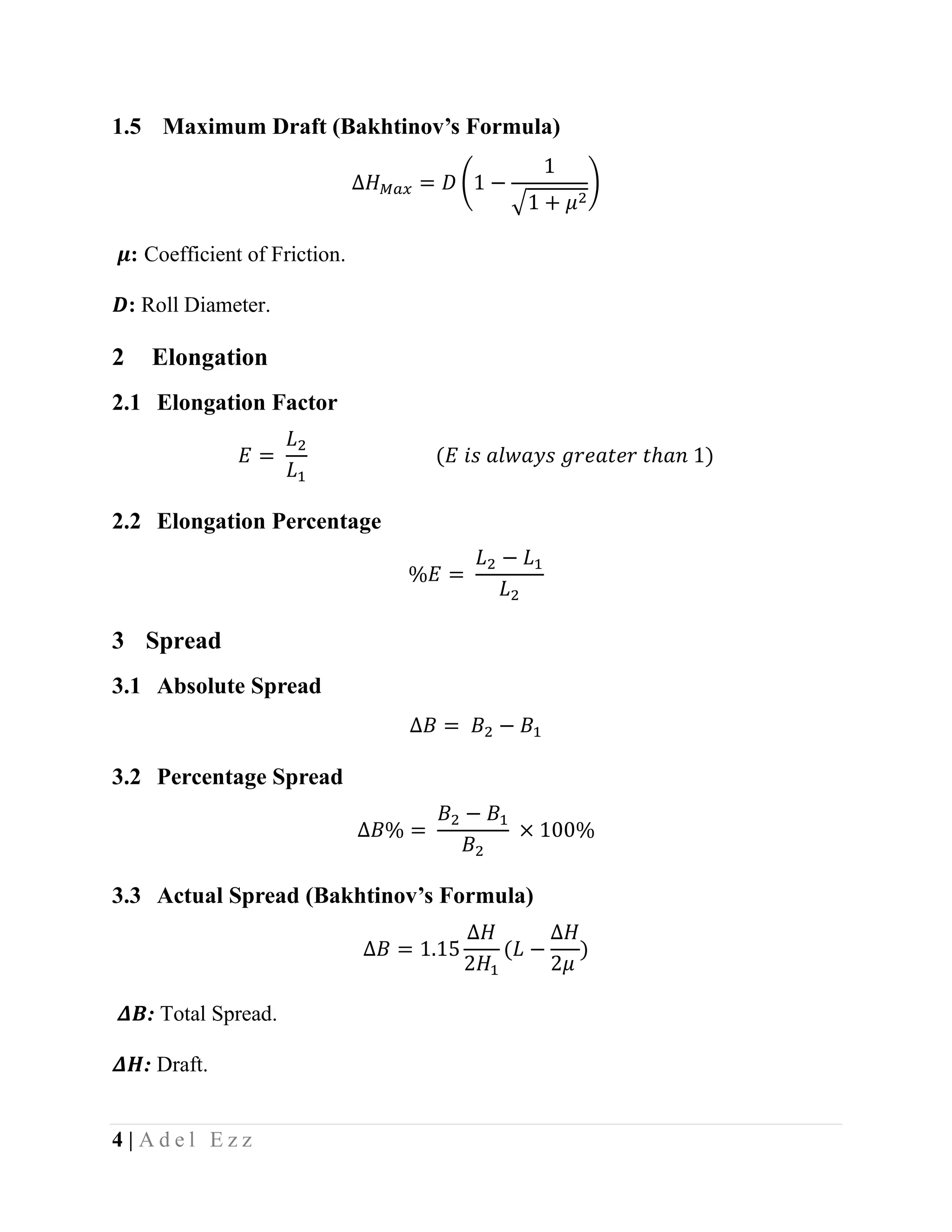Comprehensive Rolling Mill Equations: Essential Calculations for Draft ...