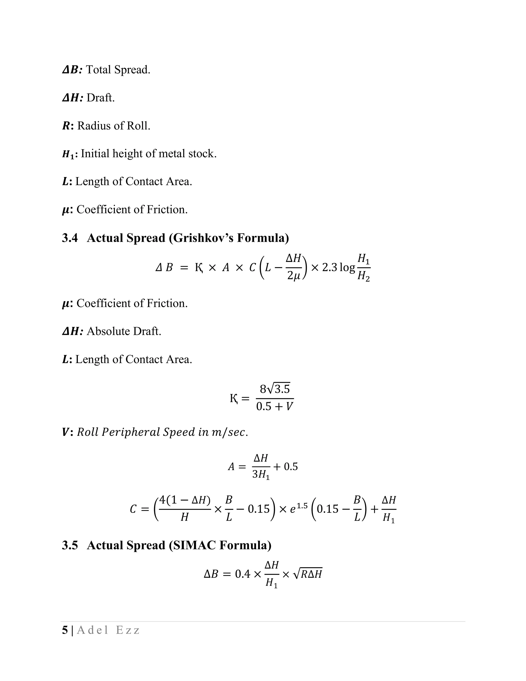 Comprehensive Rolling Mill Equations: Essential Calculations for Draft ...