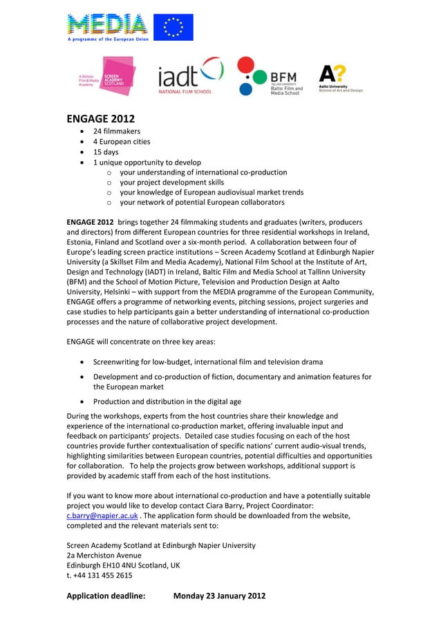 Engage 2012 programme description | PDF