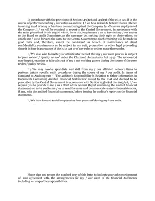 Engagement Letter Format for statutory audit | PDF