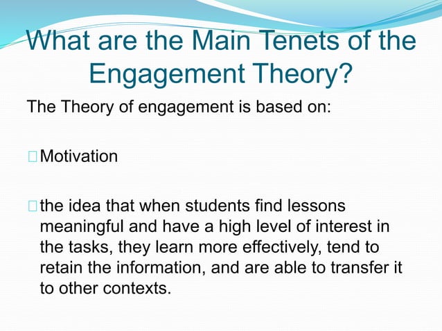 Engagement theory of learning | PPTX | Professional School ...