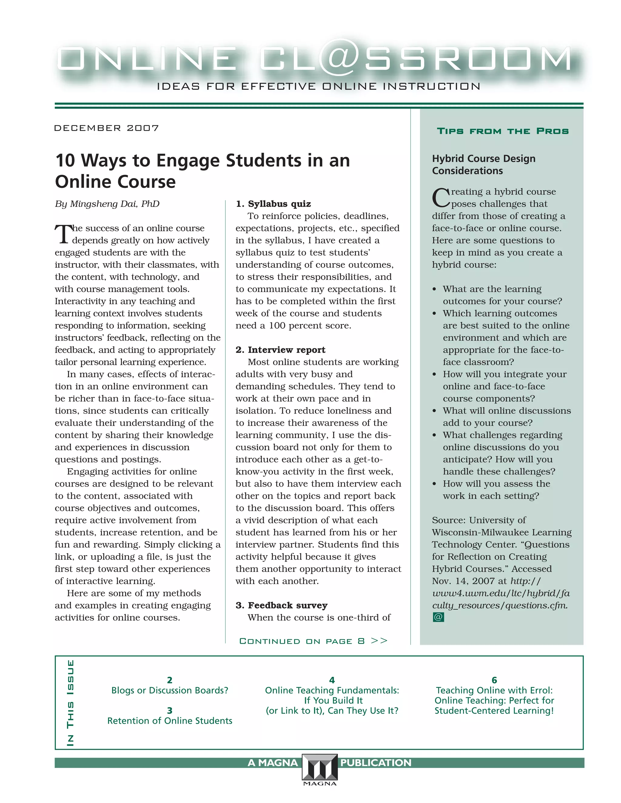 Ways to Engage Online Students | PDF