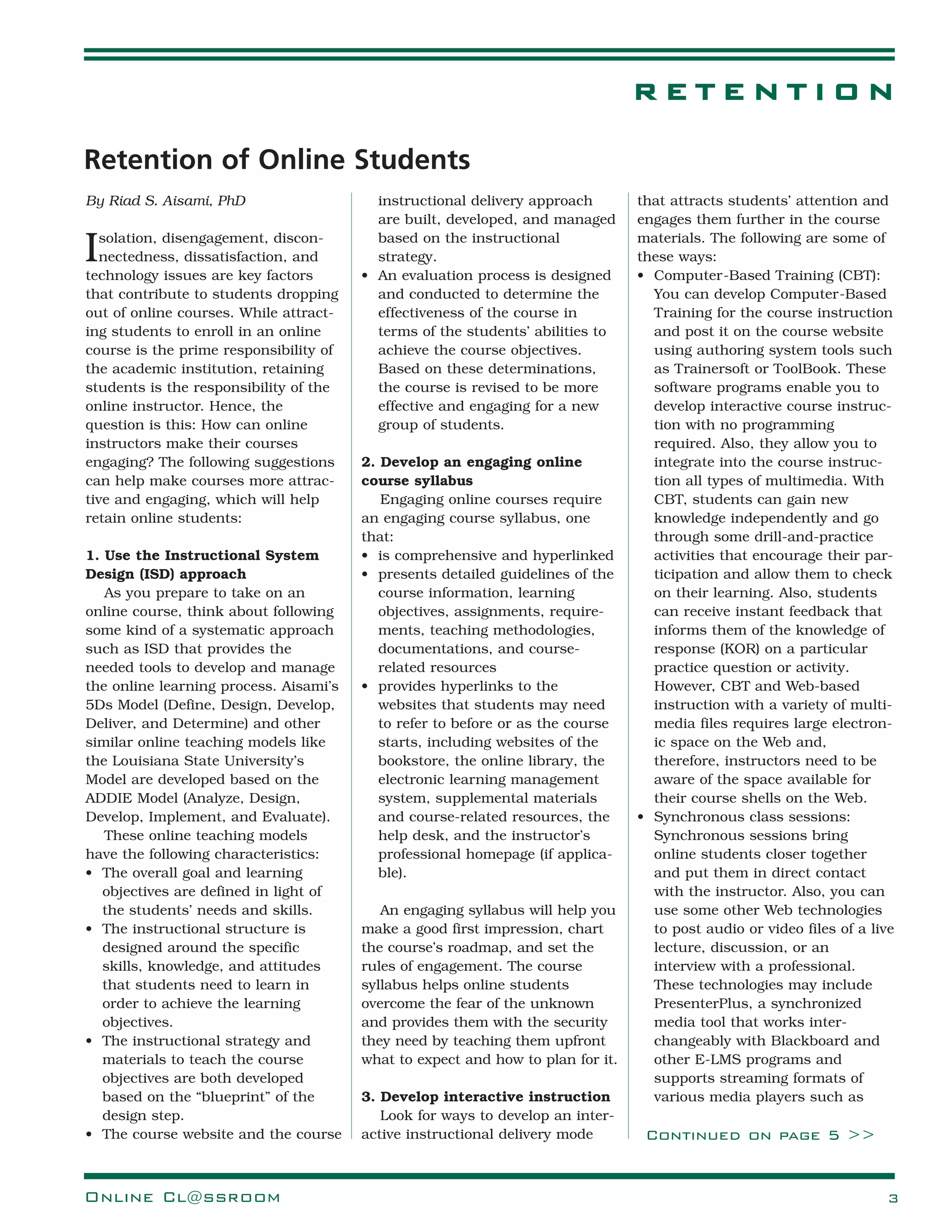 Ways to Engage Online Students | PDF