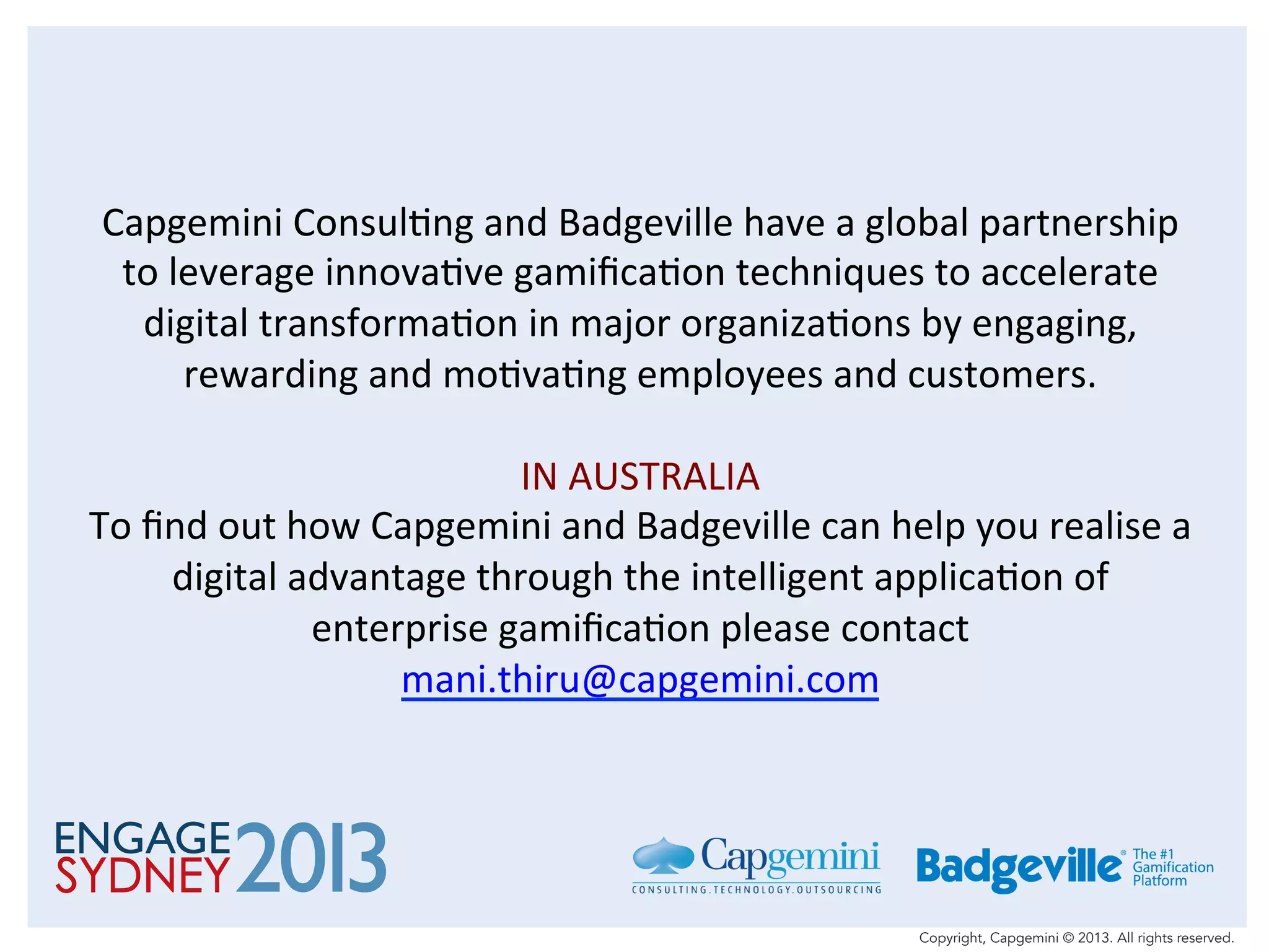Capgemini presentation: gamification and the digital advantage | PDF