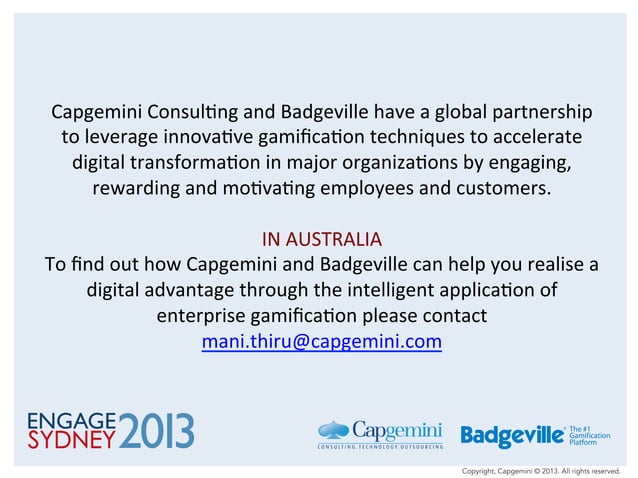 Capgemini presentation: gamification and the digital advantage | PPT