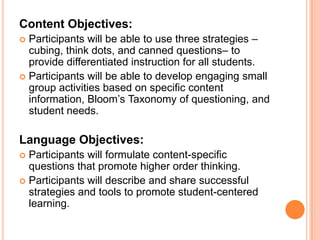 Engaging all learners with student centered activities | PPTX