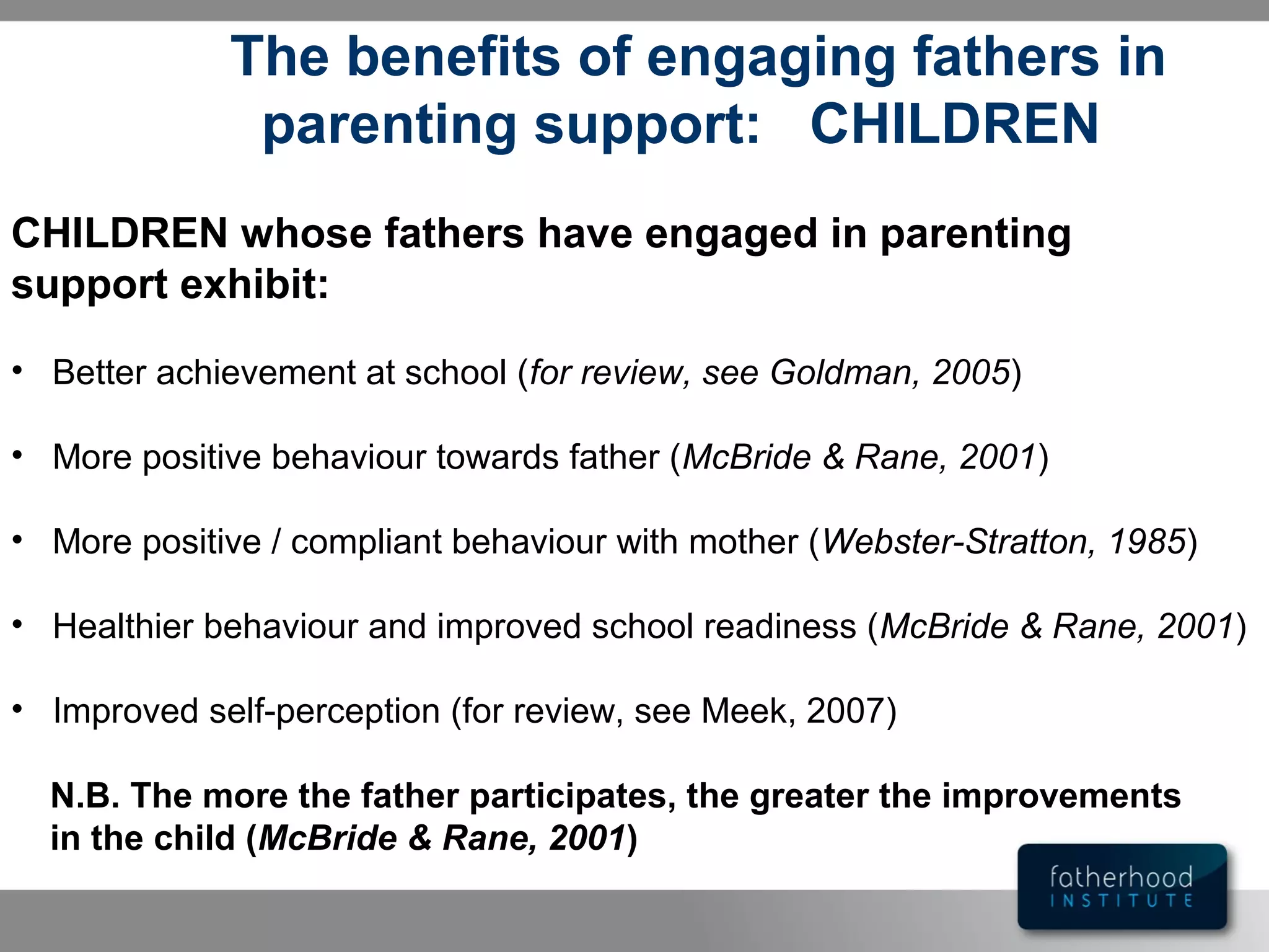 Engaging Dads: Fatherhood Institute Seminar | PPT