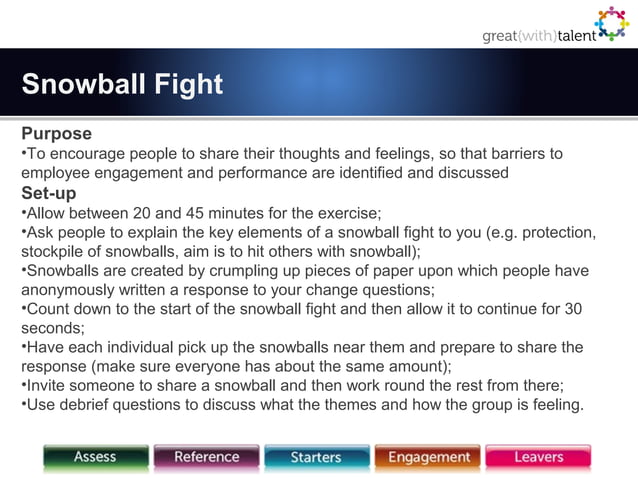 Engaging Employees - Snowball Fight | PPT