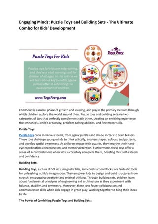 Engaging Minds: Puzzle Toys and Building Sets - The Ultimate Combo for ...