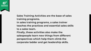 Engaging Sales Training Activities for Maximum Results | PDF