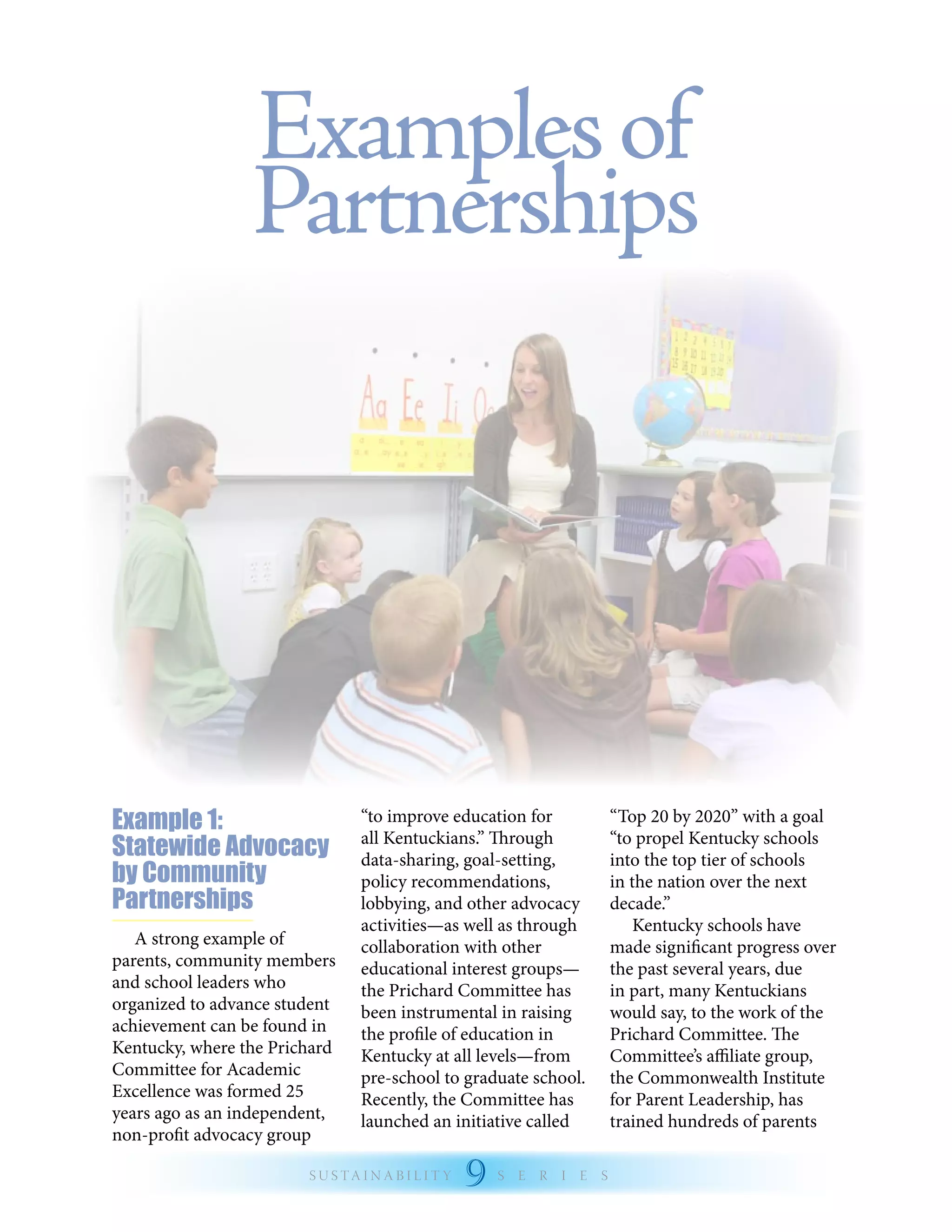 Engaging stakeholders including parents and the community to sustain ...