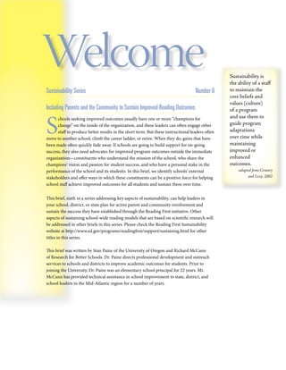 Engaging stakeholders including parents and the community to sustain ...