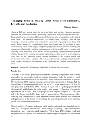 Engaging Youth in Making urban India More Livable and Productive..docx