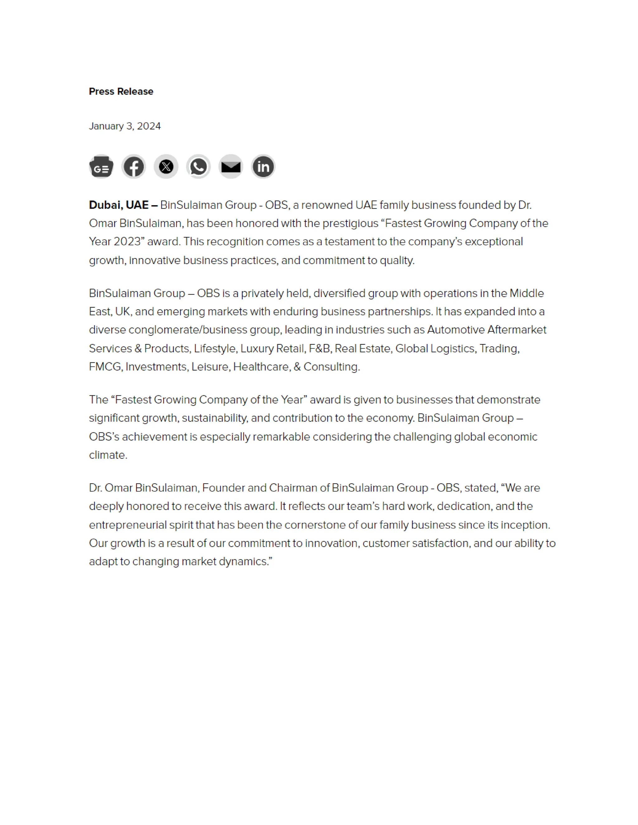 Dr. Omar Bin Sulaiman: The Driving Force Behind OBS | PDF