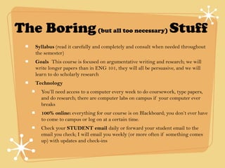 Eng 102 course introduction presentation | PPT