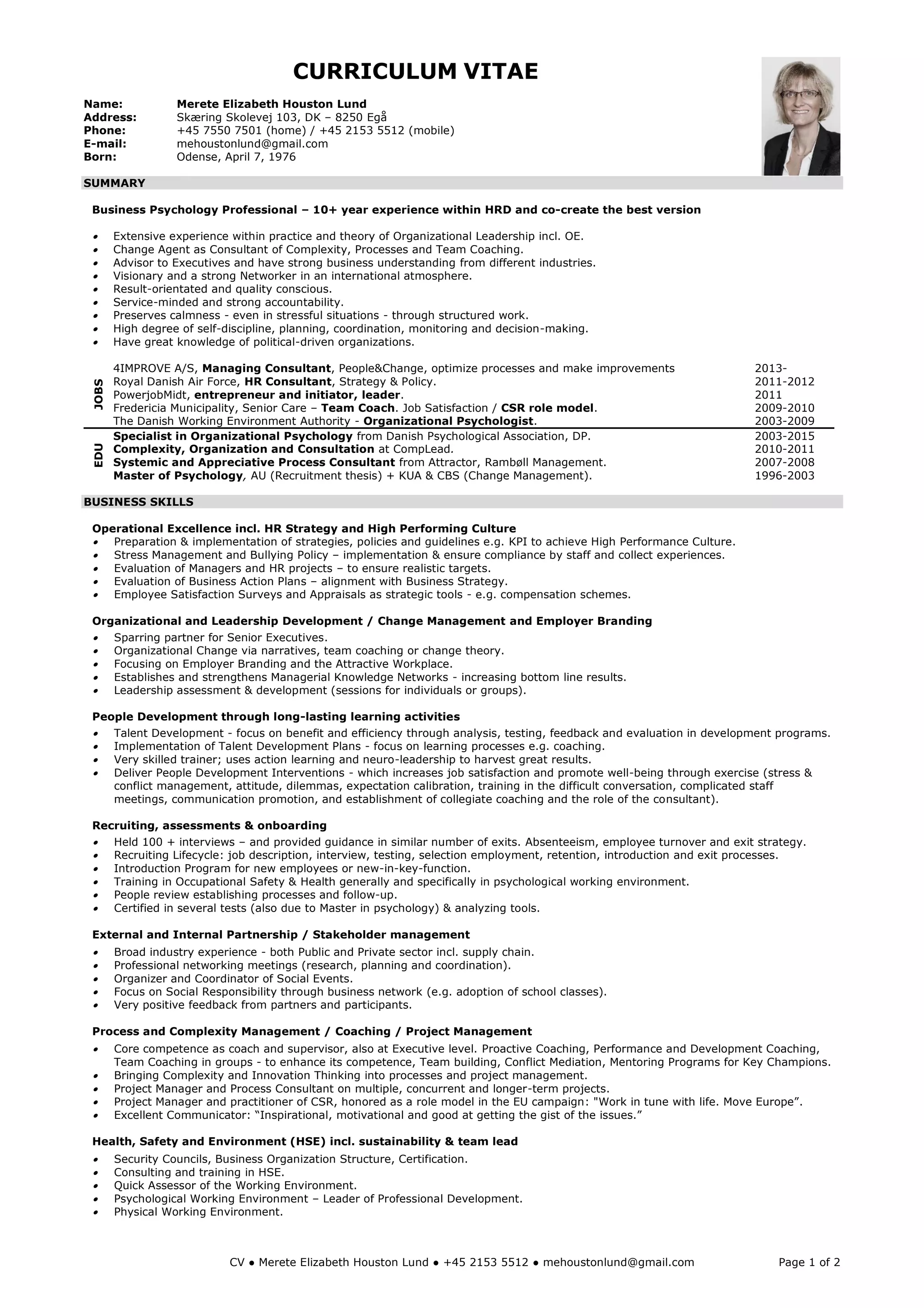 201606 ENG CV Merete EHL | PDF | Management Consulting Industry ...